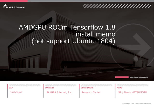AMDGPU ROCm Tensorflow 1.8 install memo (not support Ubuntu 1804) | PDF