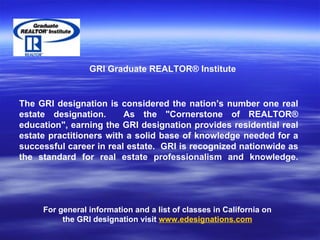 Srcar Realtor Designations Power Point | PPT