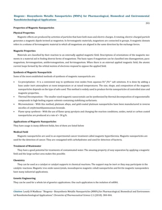 Biogenic– Biosynthesis Metallic Nanoparticles (MNPs) for ...