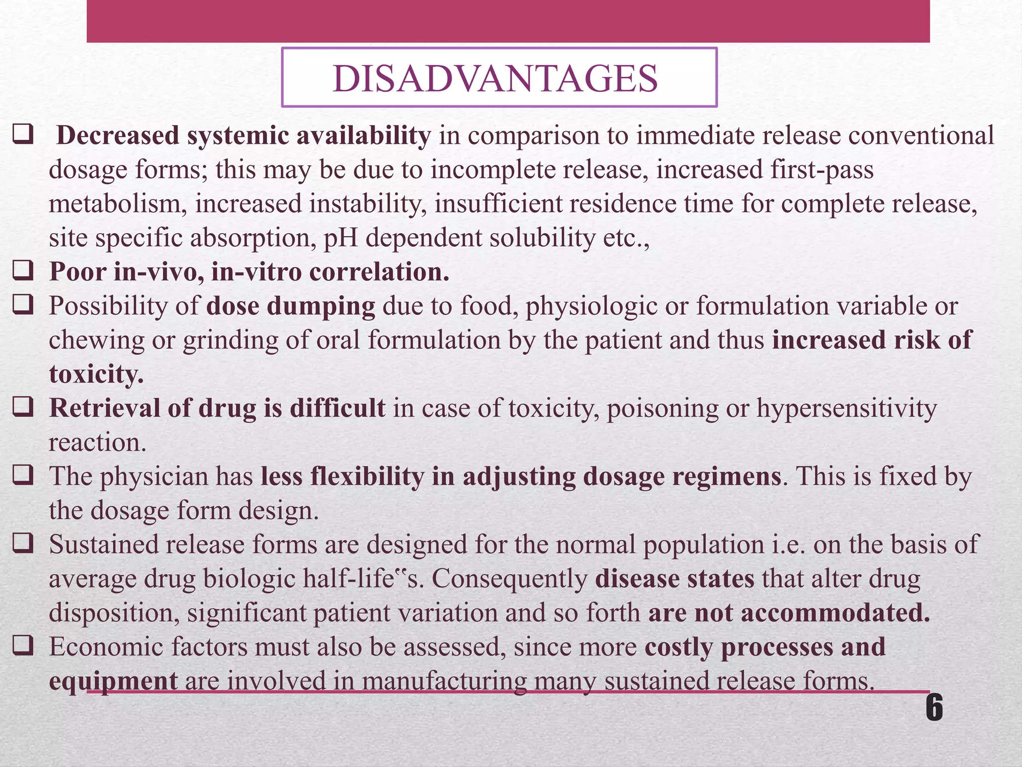 Factors Affecting Sustain Realease Drug delivery System | PPTX