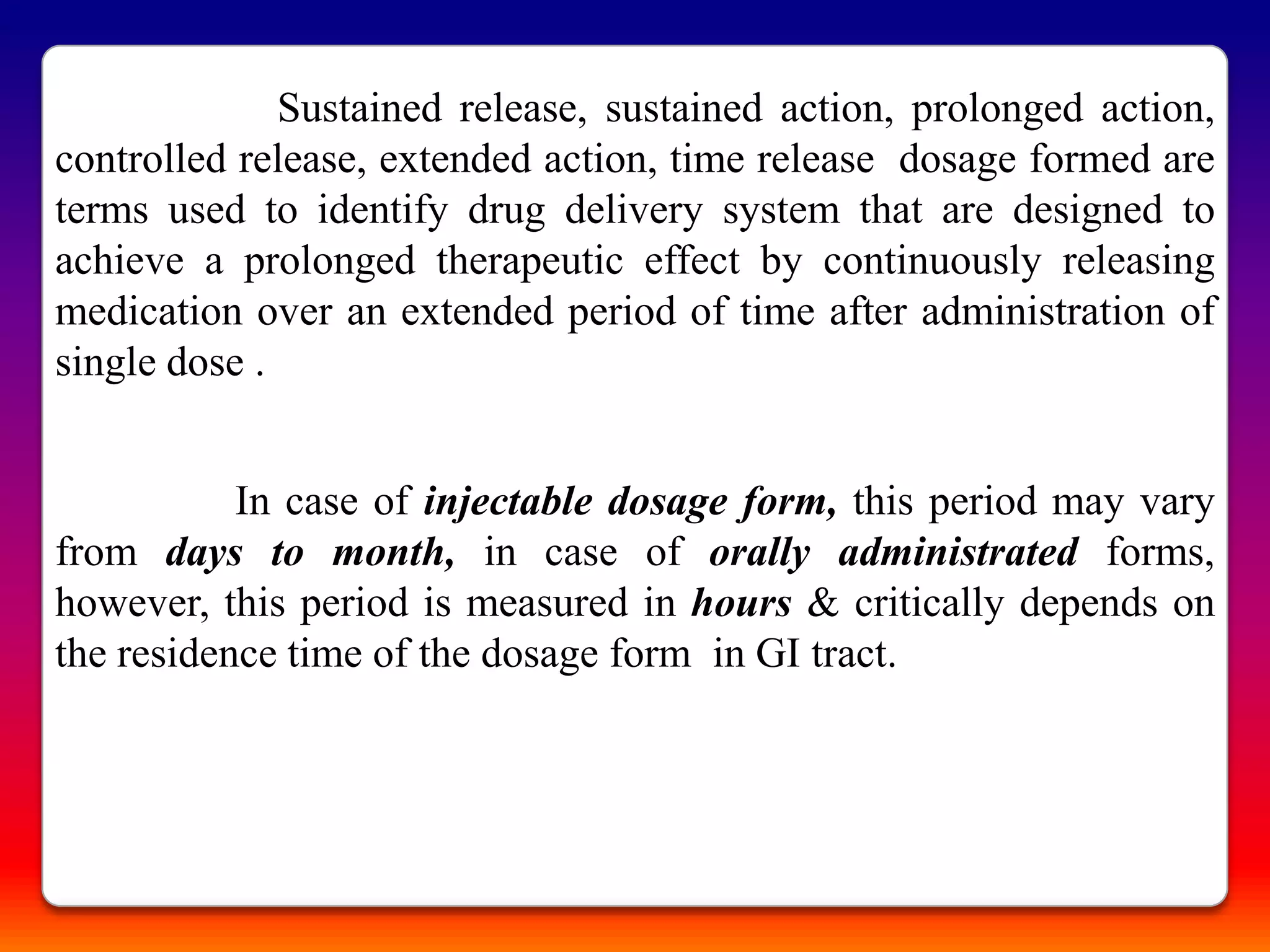 sustained release drug delivery system | PPTX