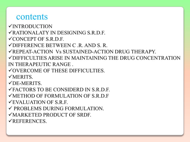 sustained release drug delivery system | PPTX | Chemistry | Science