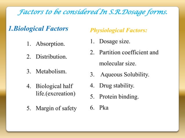sustained release drug delivery system | PPTX | Chemistry | Science