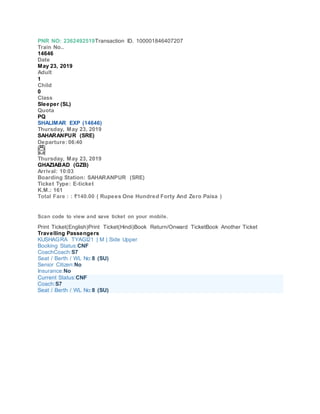 Sre gzb 23-05-19 | DOCX | Rail Travel | Travel Type