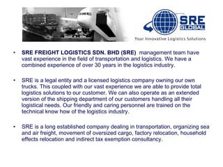 Sre company profile2 | PPT | Logistics | Business