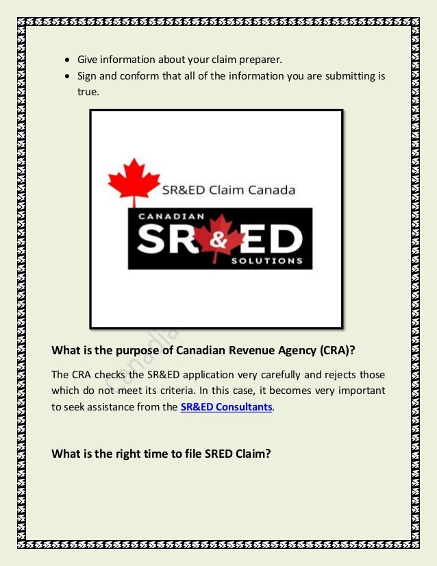 SRED Tax Credit Claim Preparation & Filing Process - Canadian SRED ...