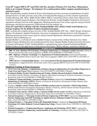 Sreejith v resume polymer industry | PDF