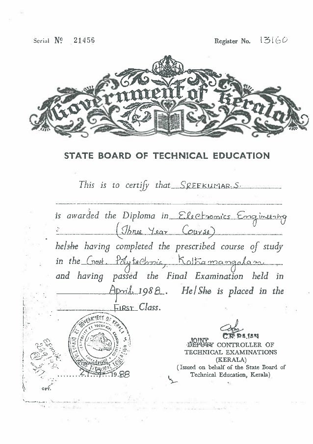 Sreekumar certificates