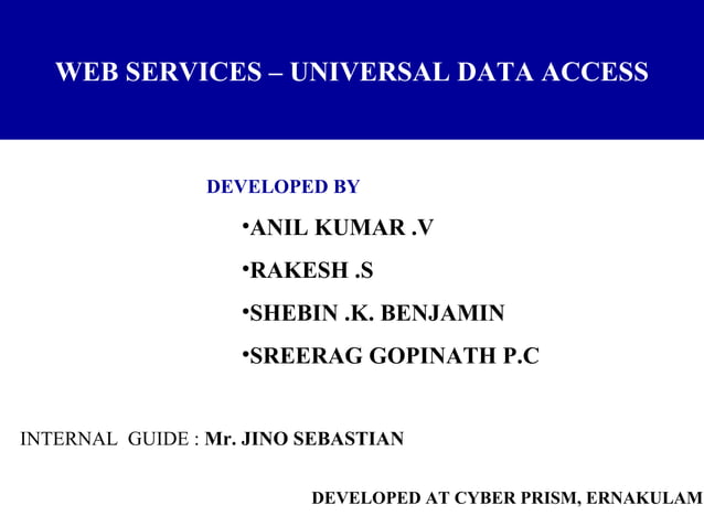 Sreerag web services - universal data access | PPS