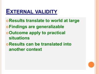 Internal Validity Vs External Validity