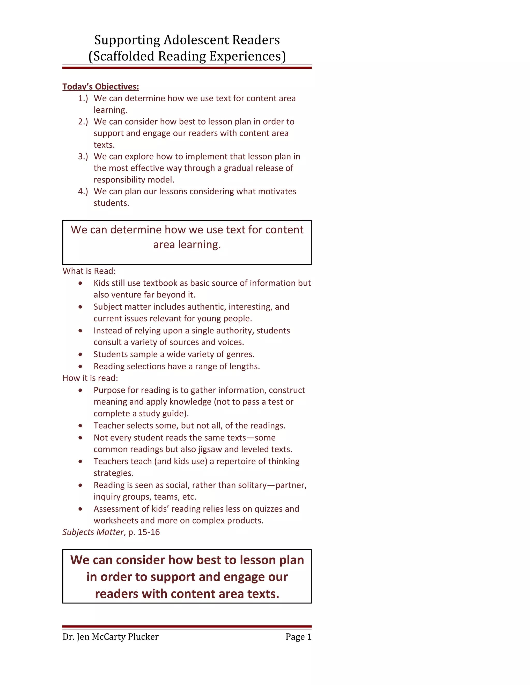 SRE Handouts Osseo | DOC