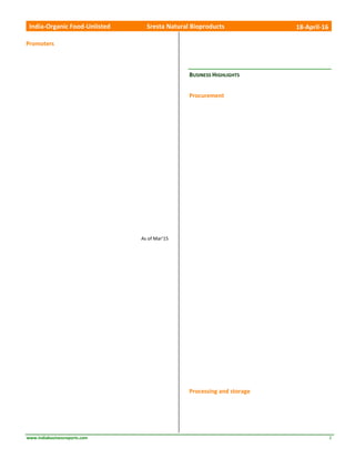Sresta Natural Bioproducts | PDF