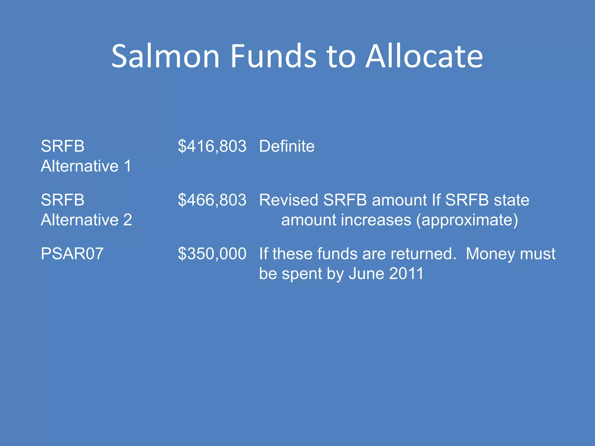 Salmon Recovery Funding Board - 2010 Proposals | PPTX | Fish and ...