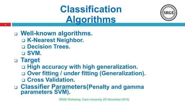 Classifiers Optimization Using Swarm Algorithms Ppt