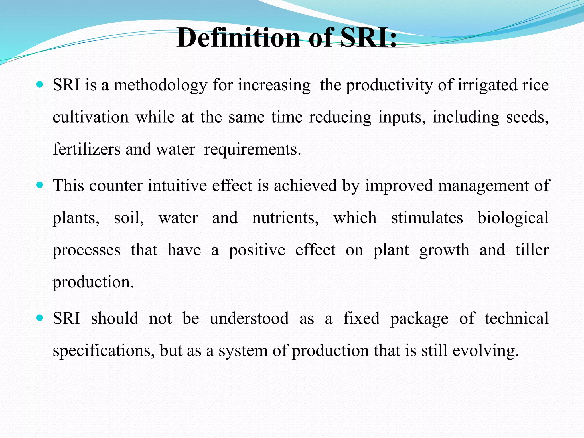 System Of Rice Intensification Sri Pptx Agriculture Industries
