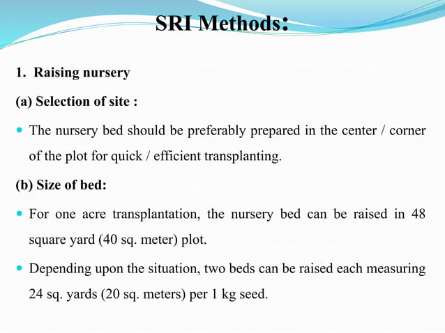 System of rice Intensification (SRI) | PPTX | Agriculture | Industries