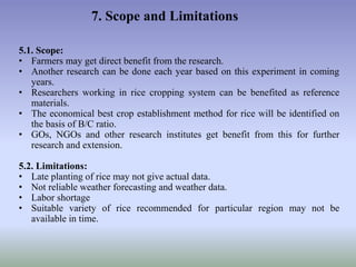 Presentation of Proposal for Rice trial | PPTX