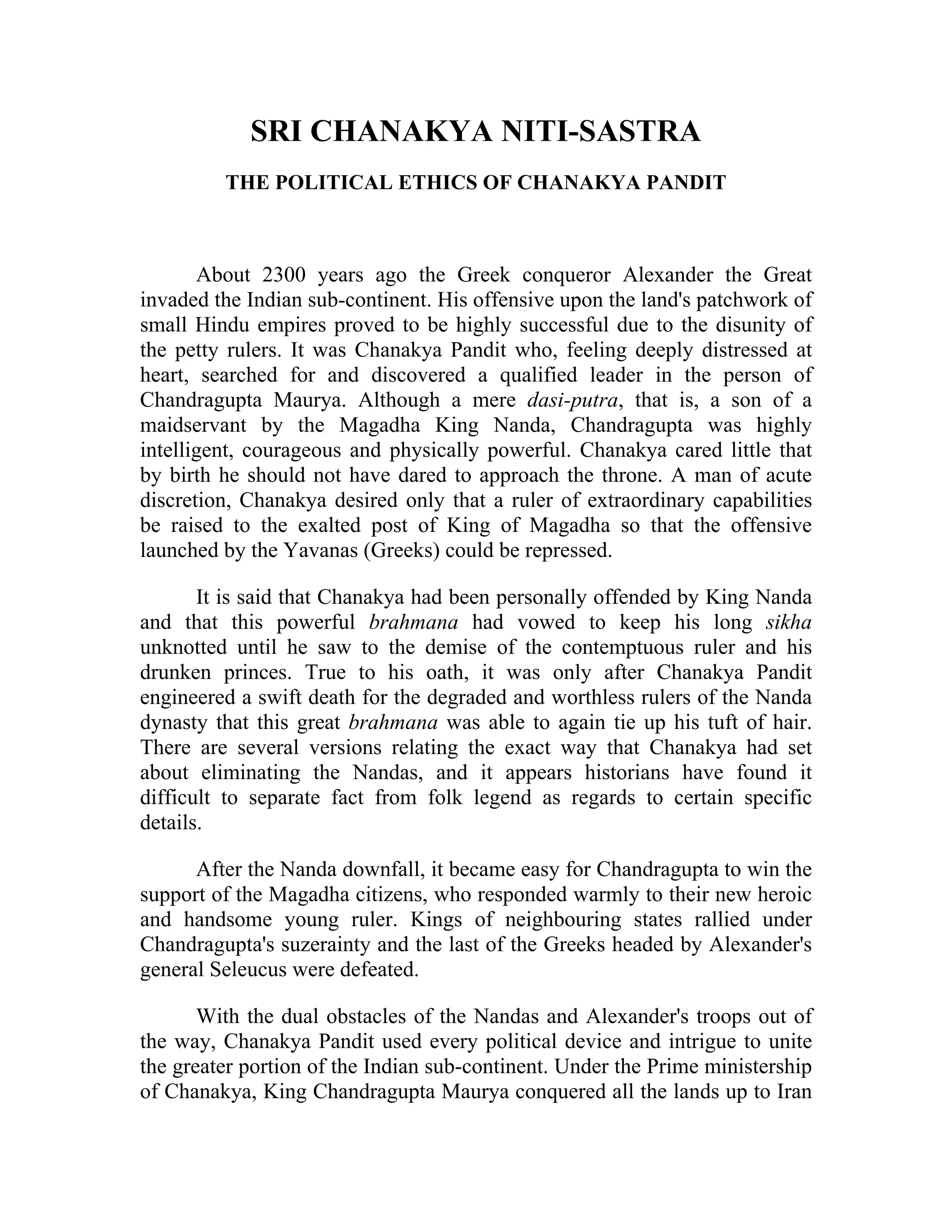 Sri chanakya niti | PDF