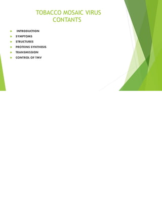 Viral diseases Tobacco Mosaic Virus (TMV) | PDF