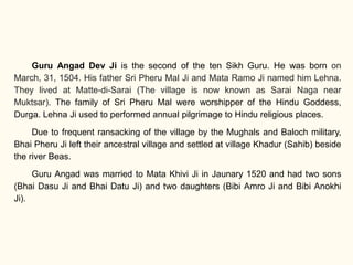 Sri Guru Angad Dev Ji, 2nd Sikh Guru Ji. | PDF
