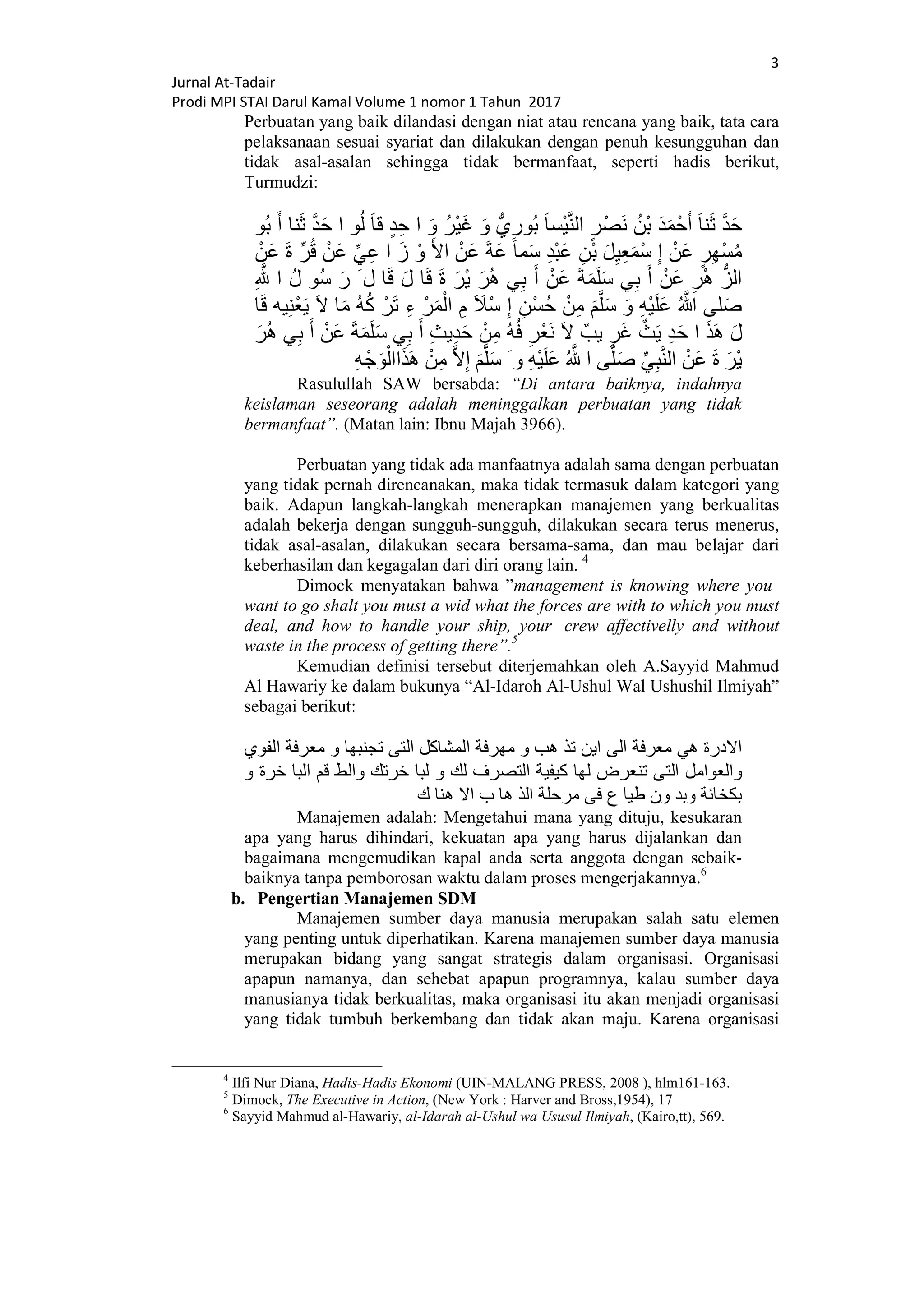 hadits hadits tentang manajemen sumber daya manusia (sdm) | PDF