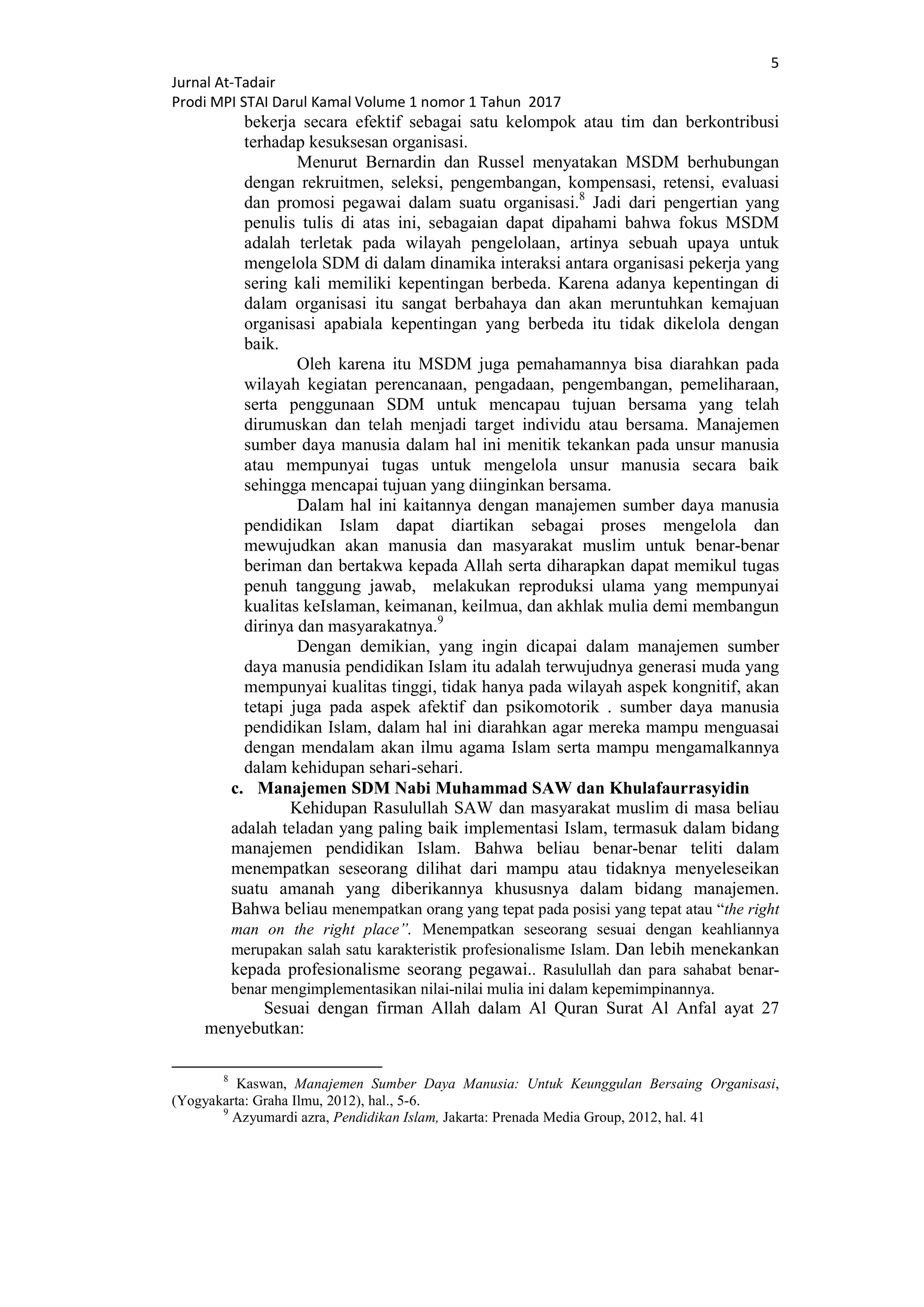 hadits hadits tentang manajemen sumber daya manusia (sdm) | PDF