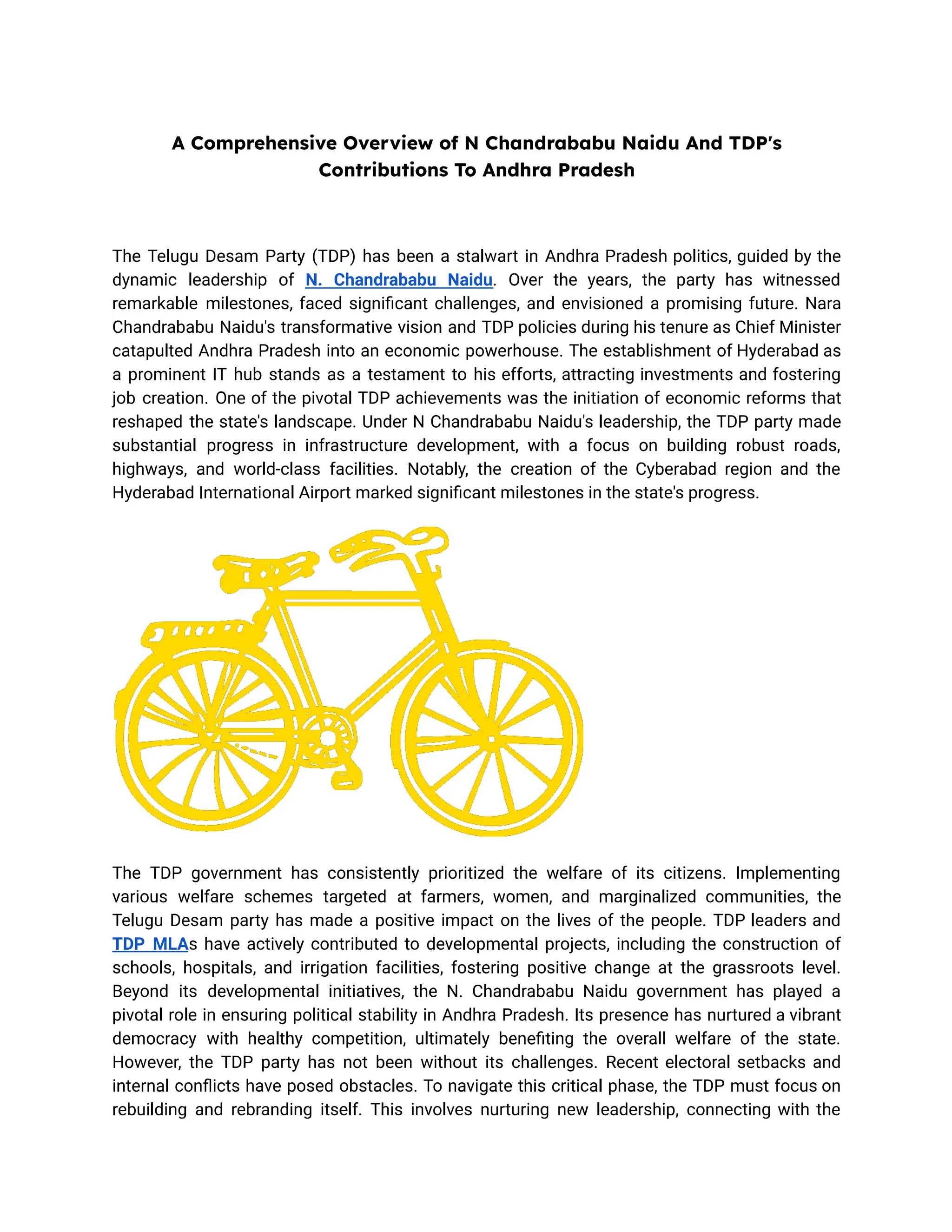 A Comprehensive Overview of N Chandrababu Naidu And TDP's Contributions To Andhra Pradesh | PDF ...