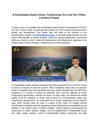 N Chandrababu Naidu's Vision: Transforming Tier 2 and Tier 3 Cities in Andhra Pradesh | PDF
