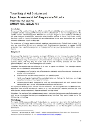 Sri lanka tracer study and impact assessment synthesis | PDF