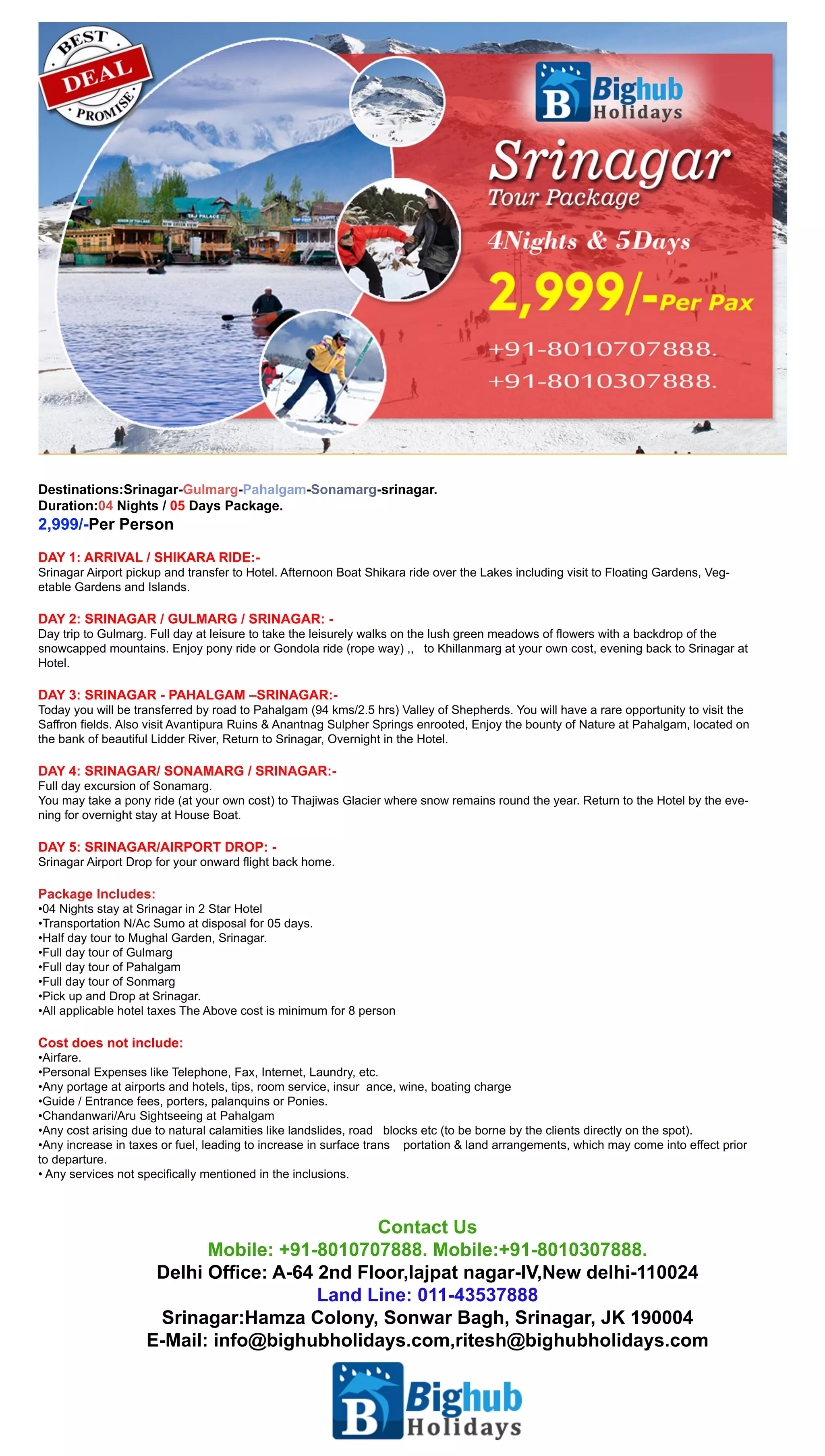 Srinagar tour package | PDF