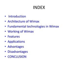 WIMAX BY SRINIVASULU(11RK1A0452) | PPTX | Computer Networking | Computing