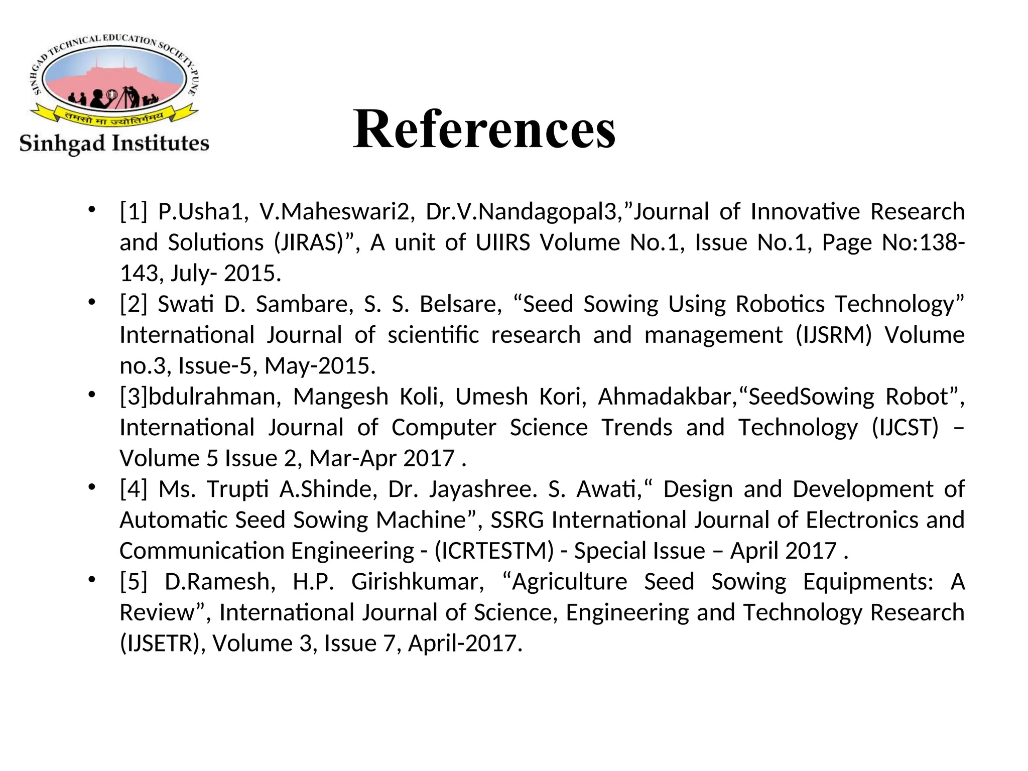 seeding robot using Arduino for agriculture- BE.ppt