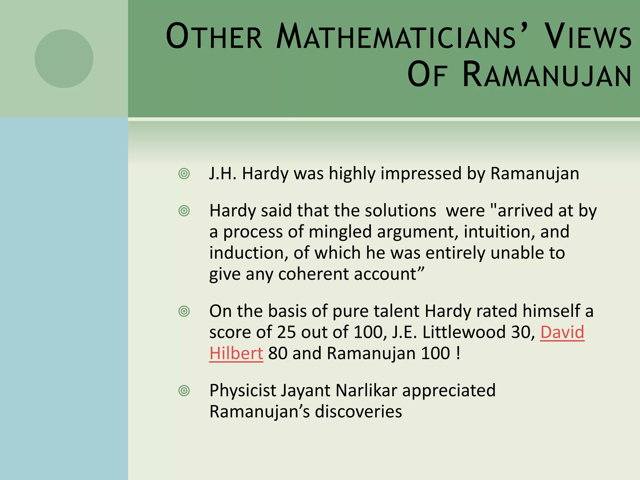 PPT ON Srinivasa ramanujan | PPTX