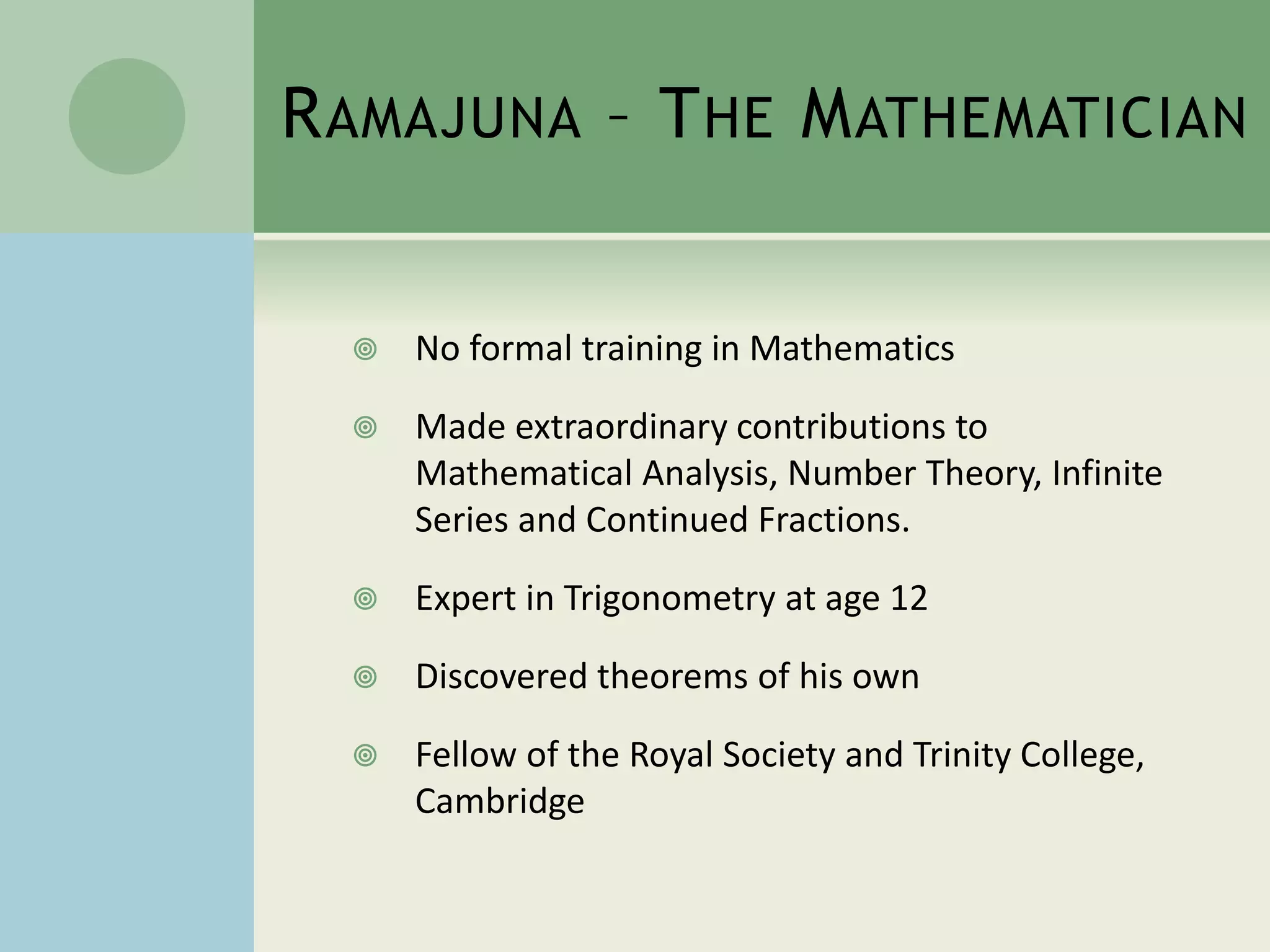 PPT ON Srinivasa ramanujan | PPTX