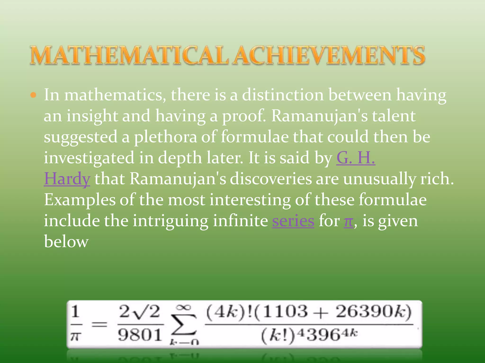 Srinivasa ramanujan works | PPTX