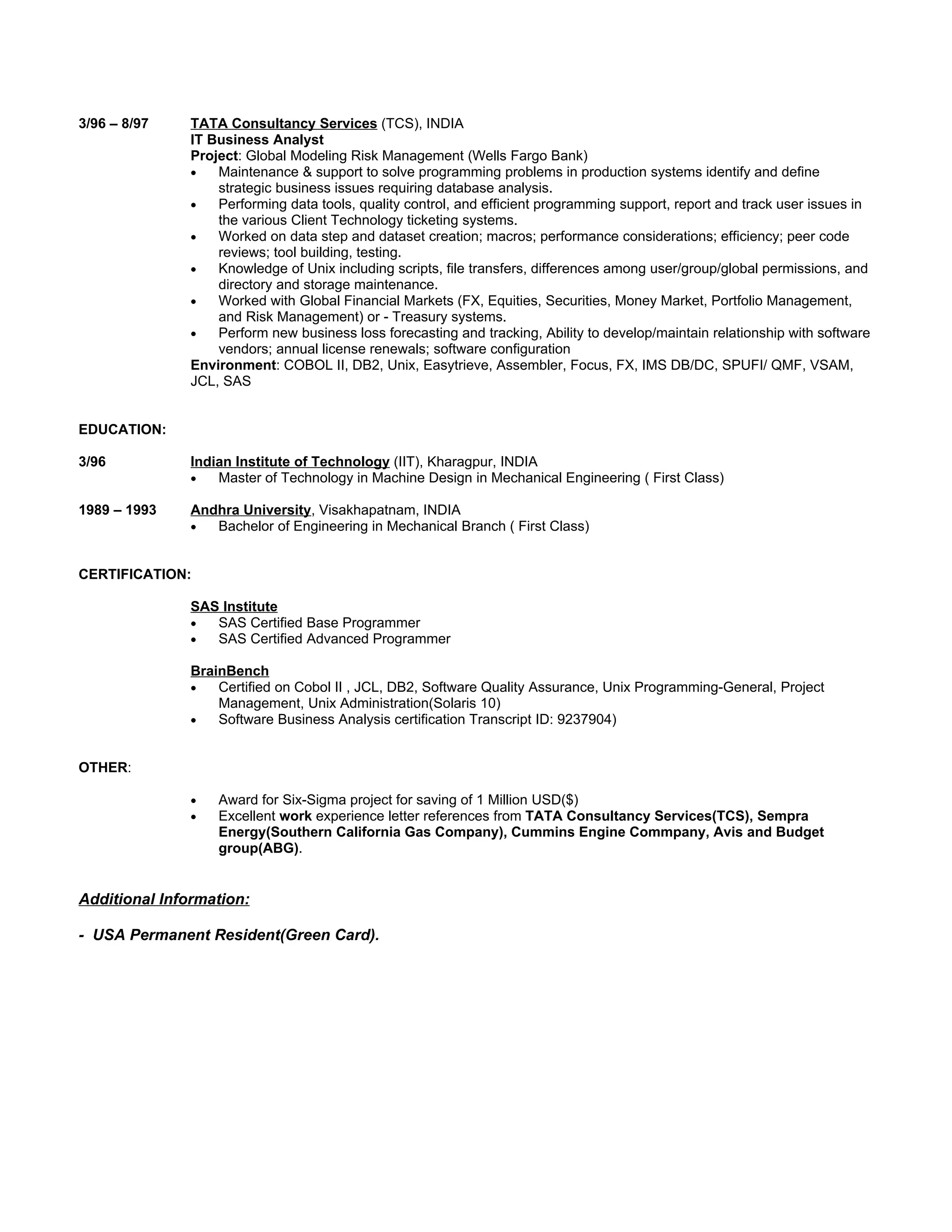 Srinivas pendam resume-nyc | DOC | Computing | Technology & Computing