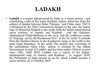 LADAKH : TOURISM,CULTURE,LANGUAGE, CUSTOMS AND TRADITIONS | PPTX