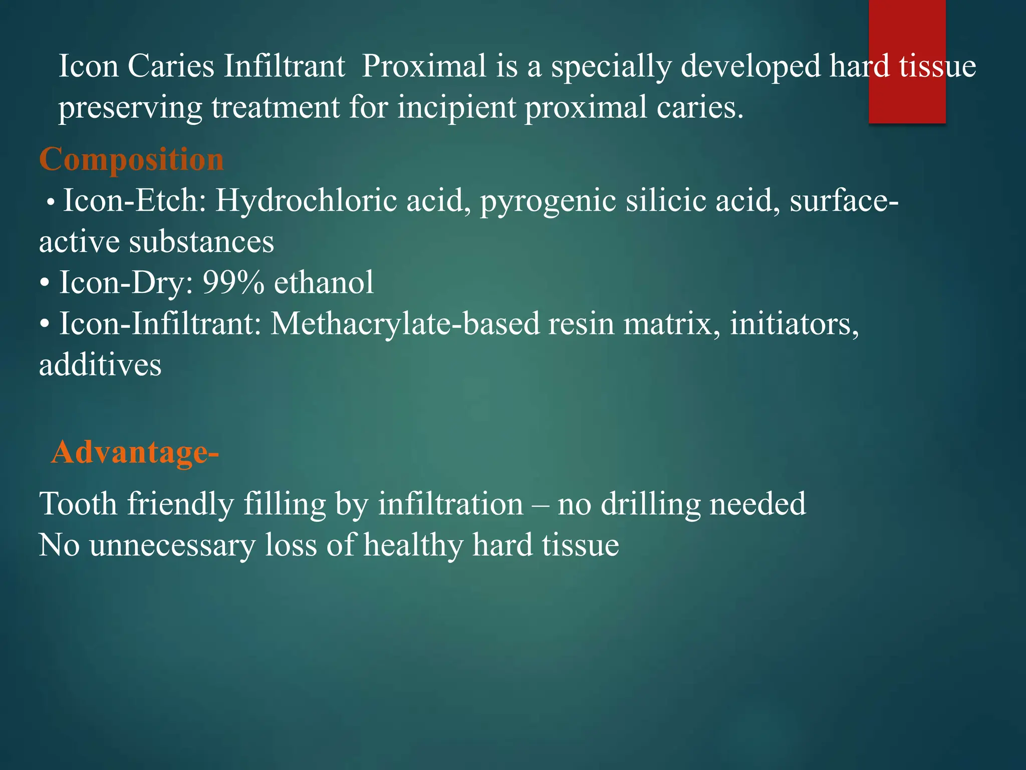 srin new point.pptx about icon caries detector infiltrant dye | PPTX
