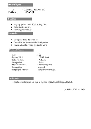 Srinu resume | DOC