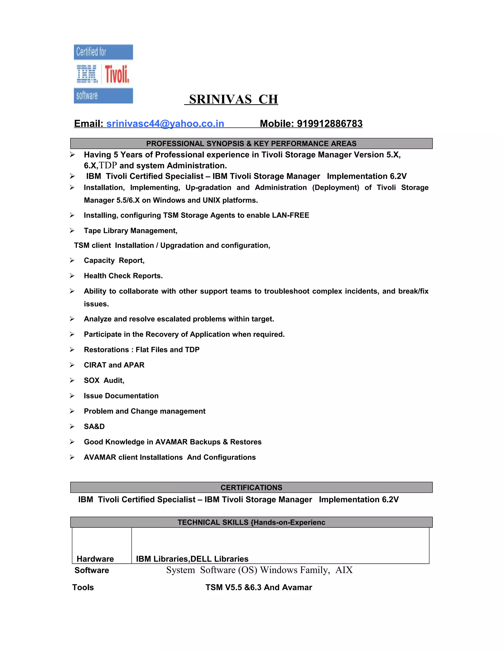 Srinu resume | PDF