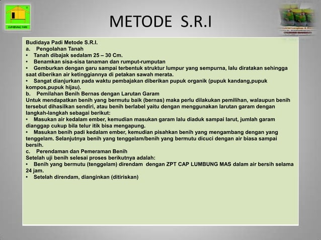 Penanaman Padi Methode S.R.I | PPT