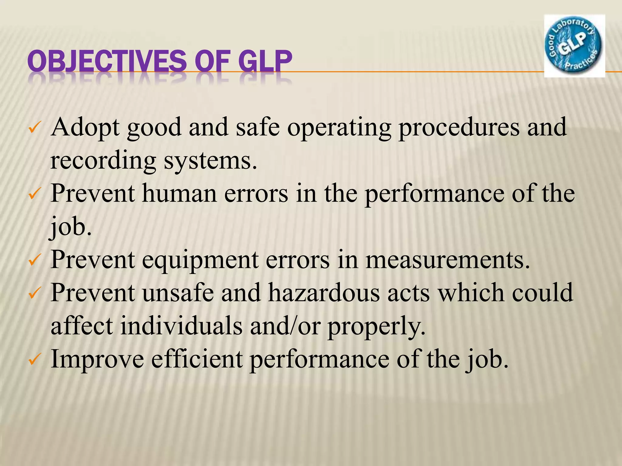 GLP - Good Laboratory Practices | PPTX
