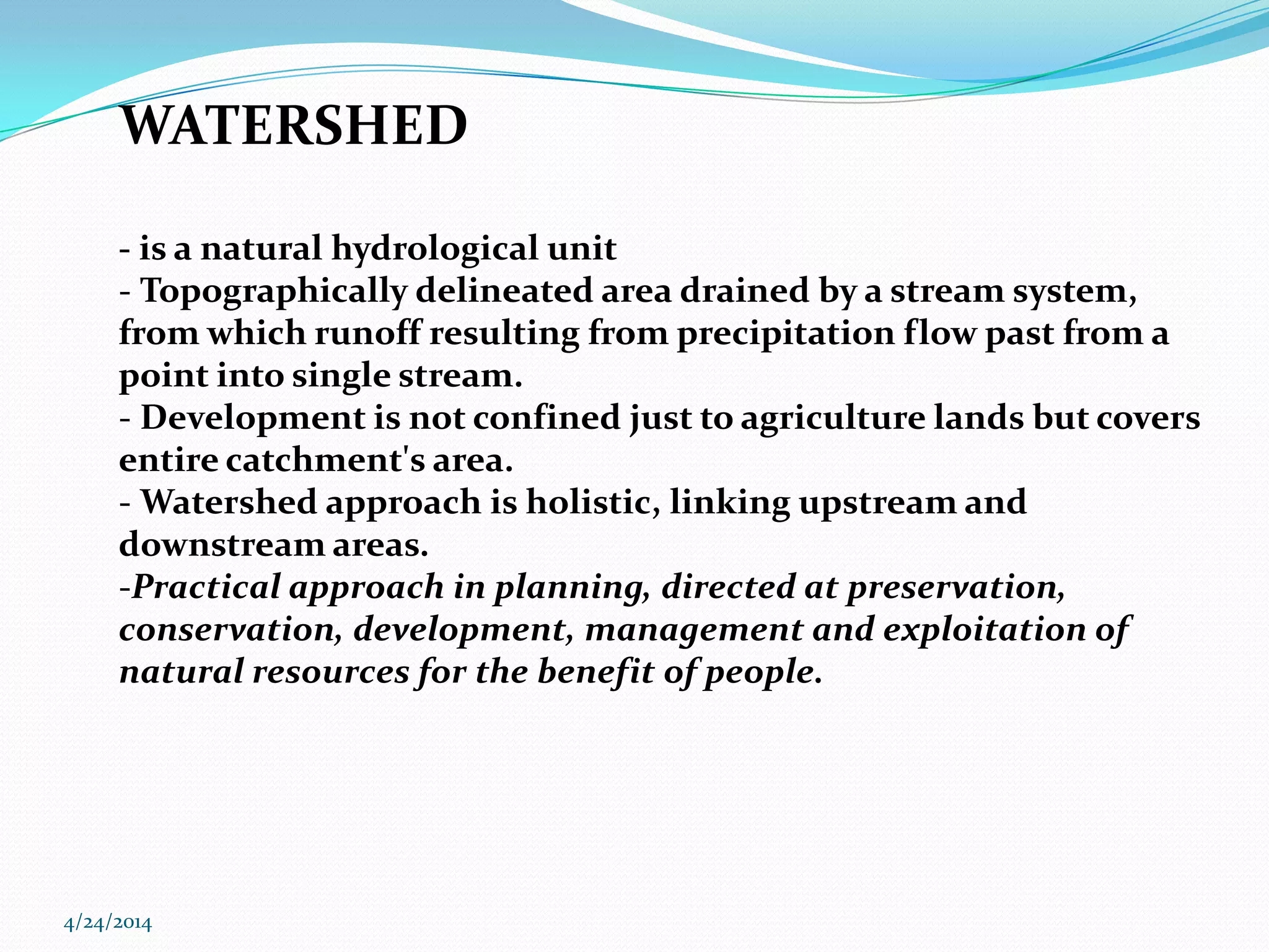 APPLICATIONS OF REMOTE SENSING AND GIS IN WATERSHED MANAGEMENT | PPTX