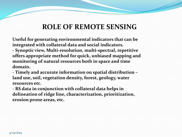 APPLICATIONS OF REMOTE SENSING AND GIS IN WATERSHED MANAGEMENT | PPTX | Agriculture | Industries