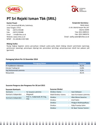 Sri rejeki isman tbk (sril) | PDF