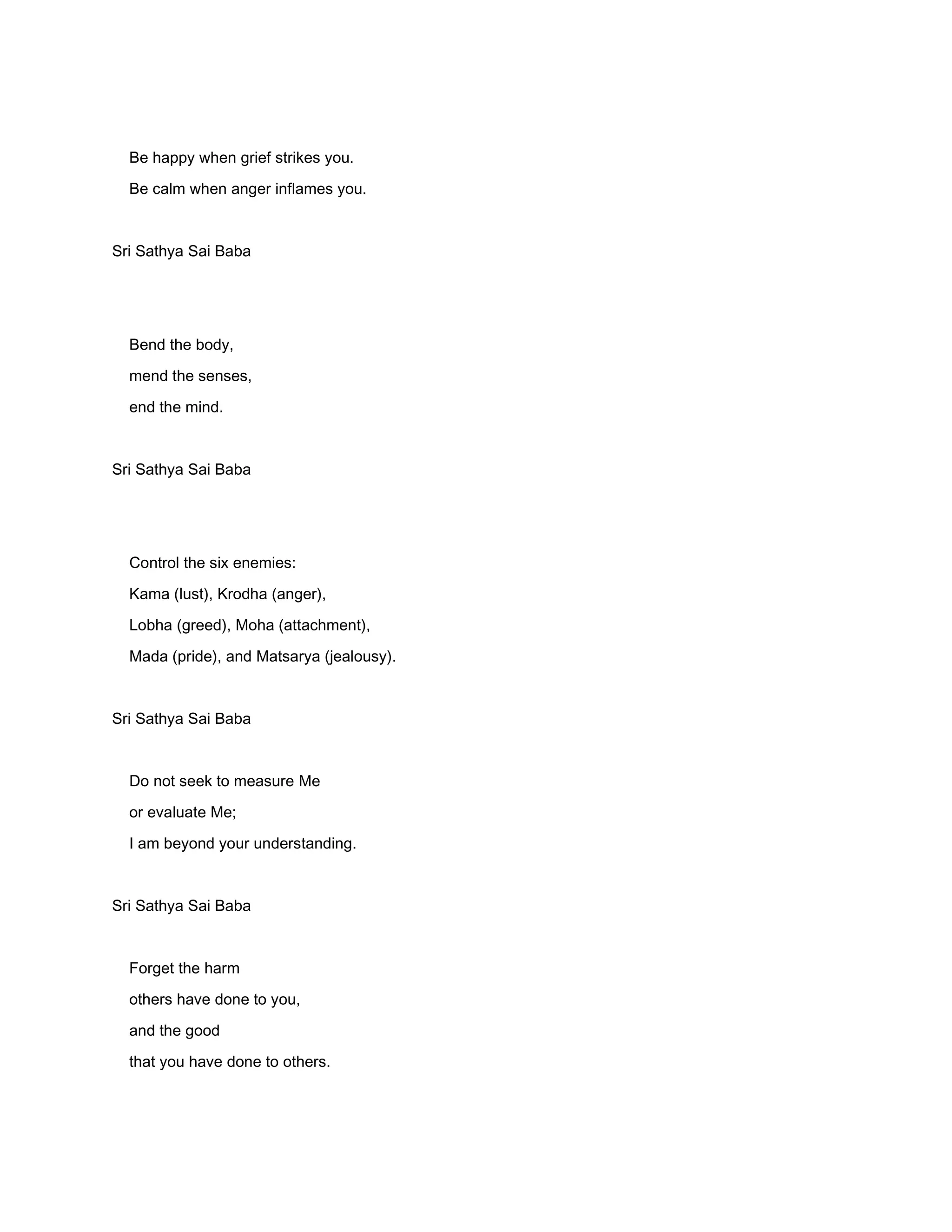 Sri sathya sai baba 27 commandment | DOCX