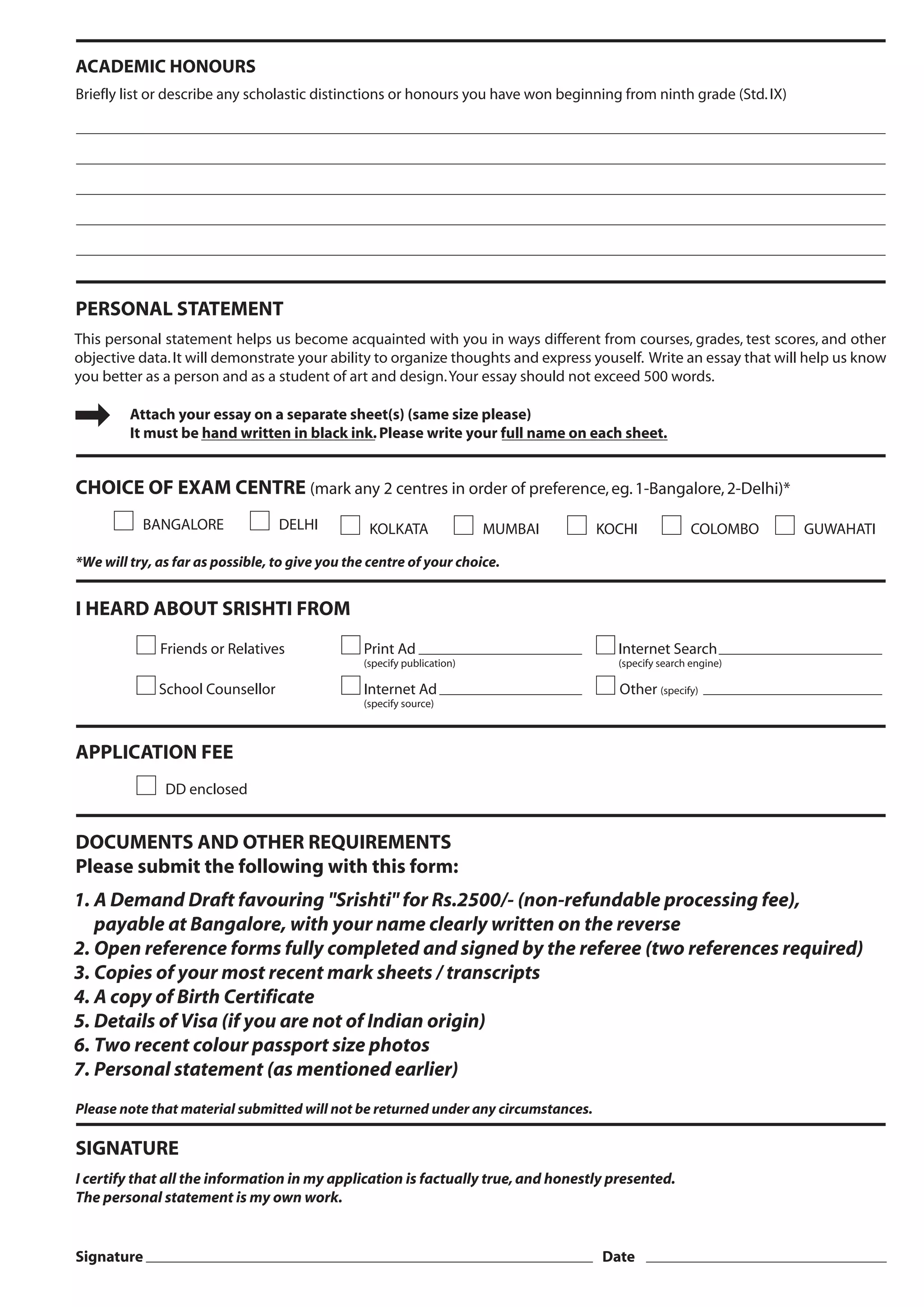 Srishti application-foundation-2012 | PDF