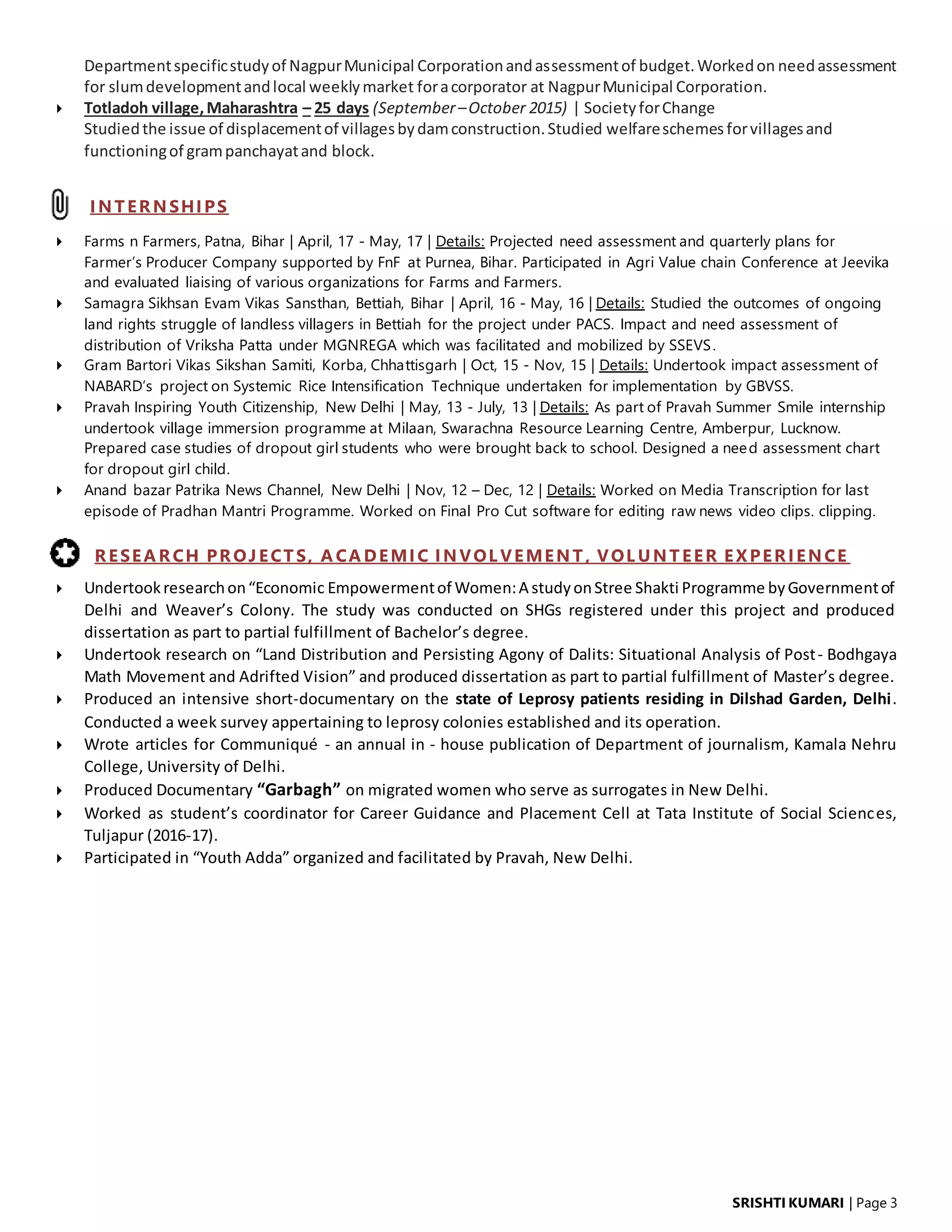 Srishti kumari cv | DOCX