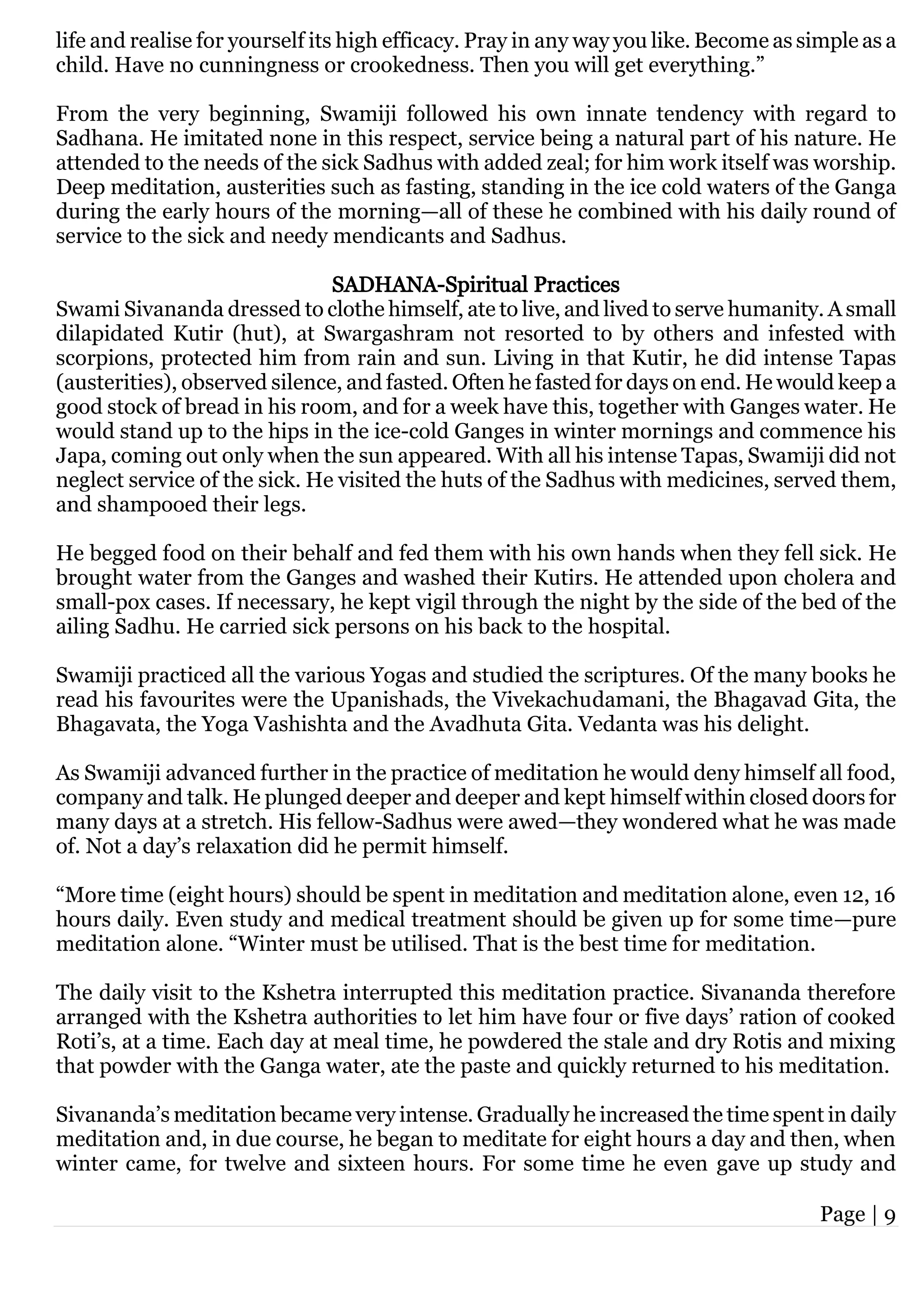 Sri swami sivananda saraswati maharaj biography | PDF