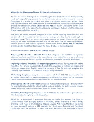 The Major Advantages of Oracle EBS R12 Upgrade! | DOCX